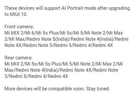 These Xiaomi Phones Will Get Single Camera Portrait Mode in MIUI 10 ...