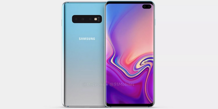 Galaxy S10+ Renders Show Wide Hole in Display for Dual Front Cameras