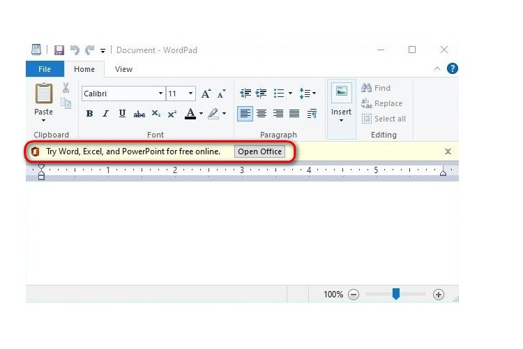 WordPad on Windows 10 Showing Ads for Office Web Apps: Report | Beebom
