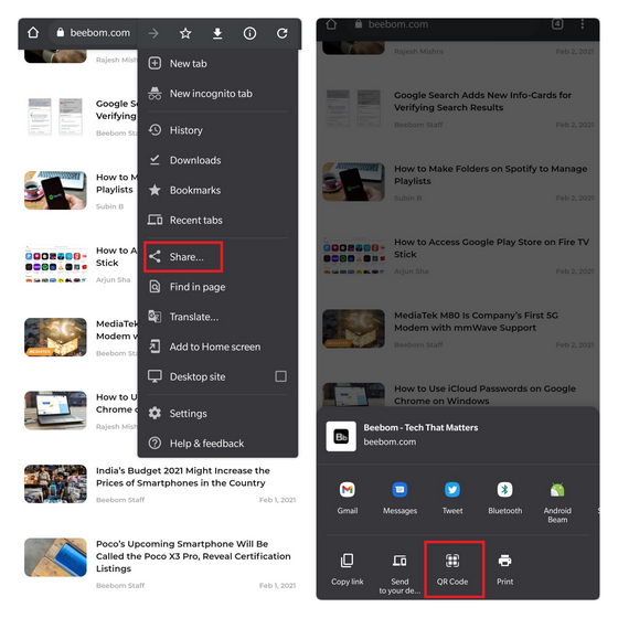 How to Create QR Codes for URLs Using Google Chrome | Beebom