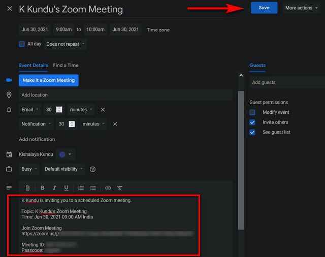 How to Send Zoom Meeting Invite from Google Calendar (2021) | Beebom
