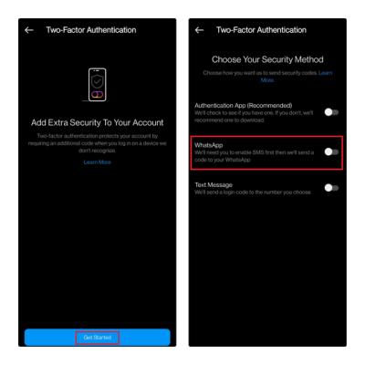 How to Use WhatsApp for Two-Factor Authentication (2FA) on Instagram ...