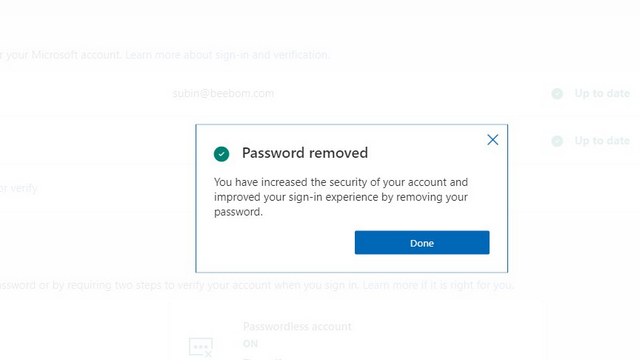 How to Use Microsoft Account Without Password [Easiest Guide] | Beebom