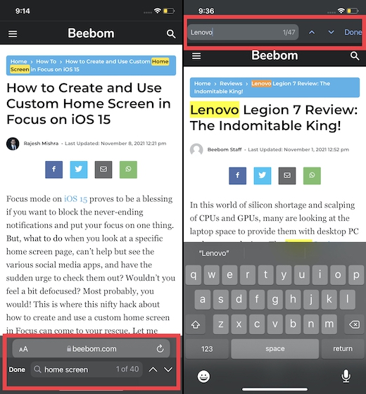 How to Do a Control-F Search on iPhone [9 Ways Explained] | Beebom