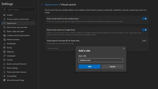How to Enable/ Disable Visual Search Button in Microsoft Edge | Beebom