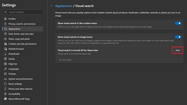 How to Enable/ Disable Visual Search Button in Microsoft Edge | Beebom