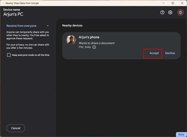 How to Share Files Between Android and Windows Using Nearby Share | Beebom