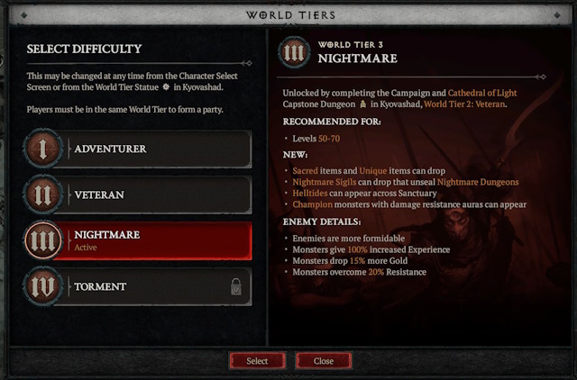 Diablo 4 World Tiers: How to Change the Difficulty | Beebom