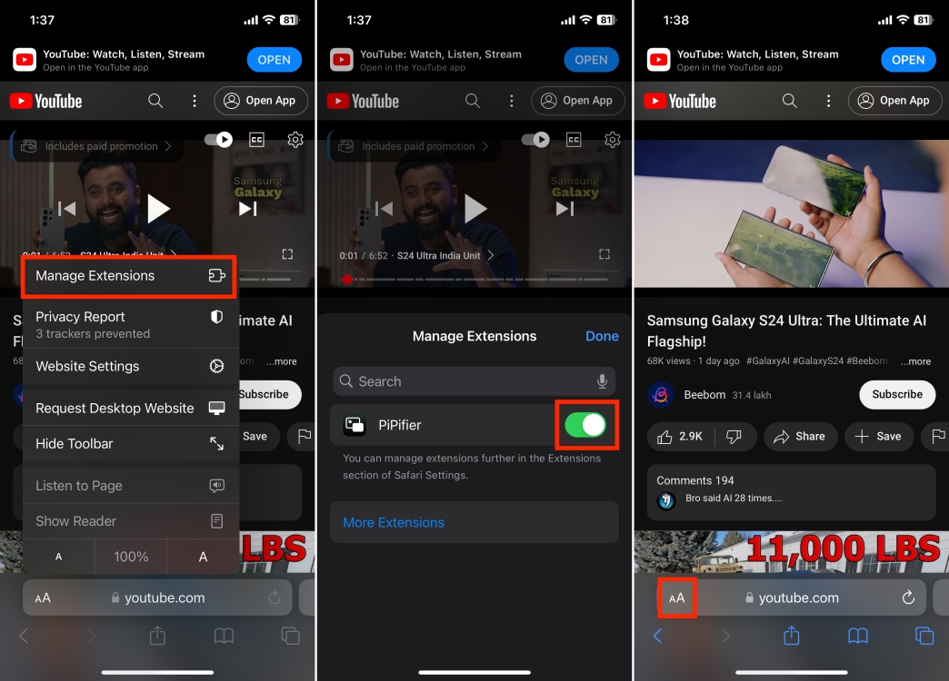 How to Use YouTube Picture-in-Picture (PiP) on iPhone in 2024 | Beebom