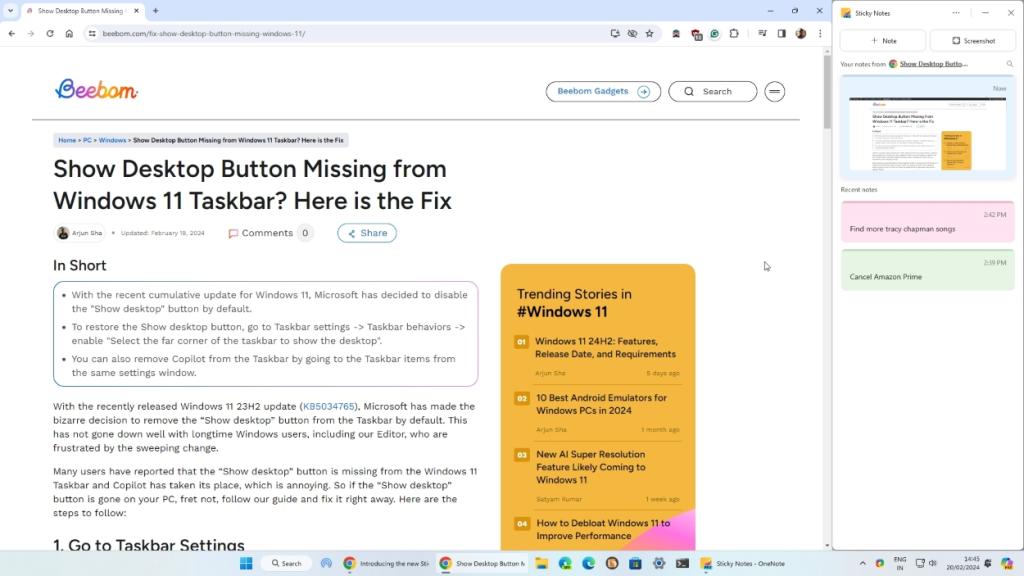 The New Sticky Notes App on Windows 11 is Here, and It's Fabulous | Beebom