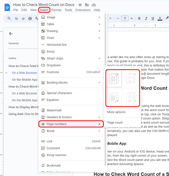 How to Number Pages in Google Docs | Beebom