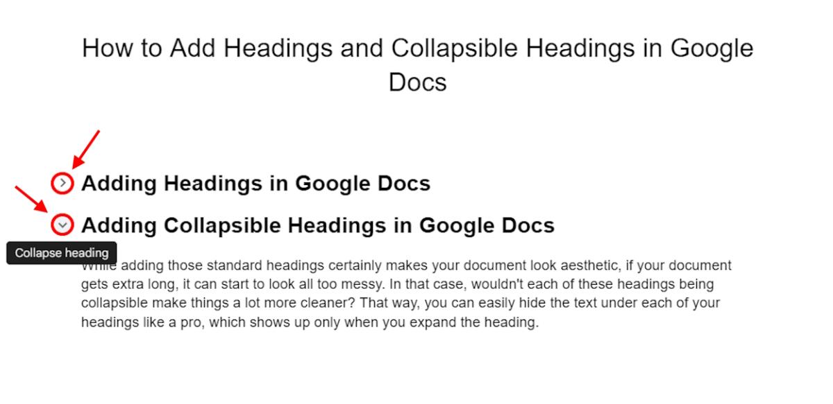 How to Add Headings and Collapsible Headings in Google Docs | Beebom