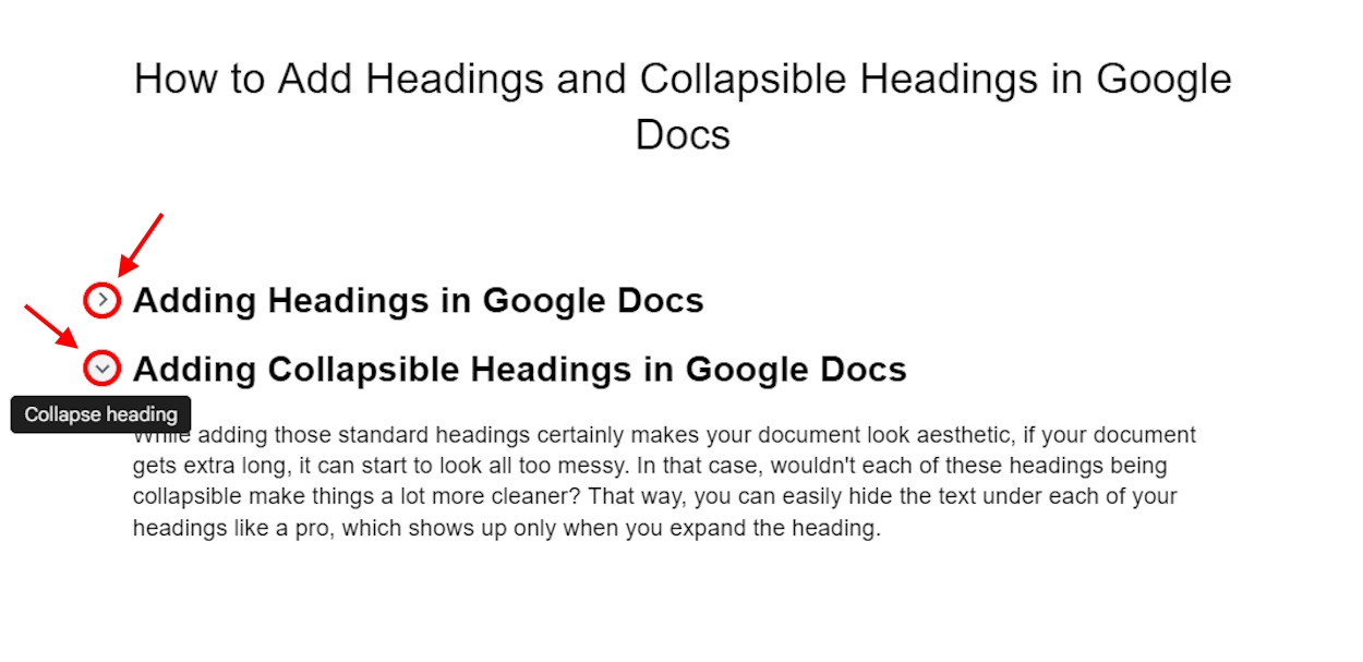 How to Add Headings and Collapsible Headings in Google Docs | Beebom
