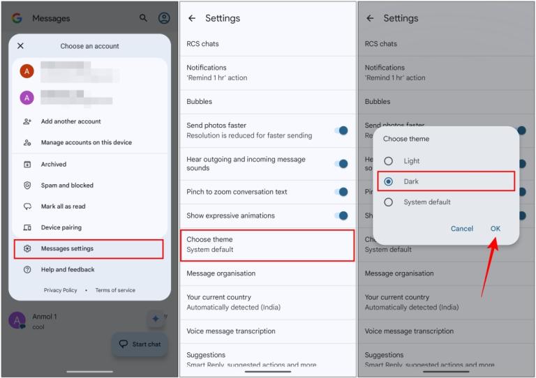 How to Enable Dark Mode in Google Messages | Beebom