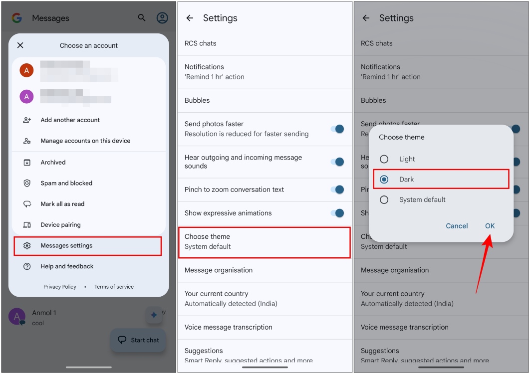 How to Enable Dark Mode in Google Messages | Beebom