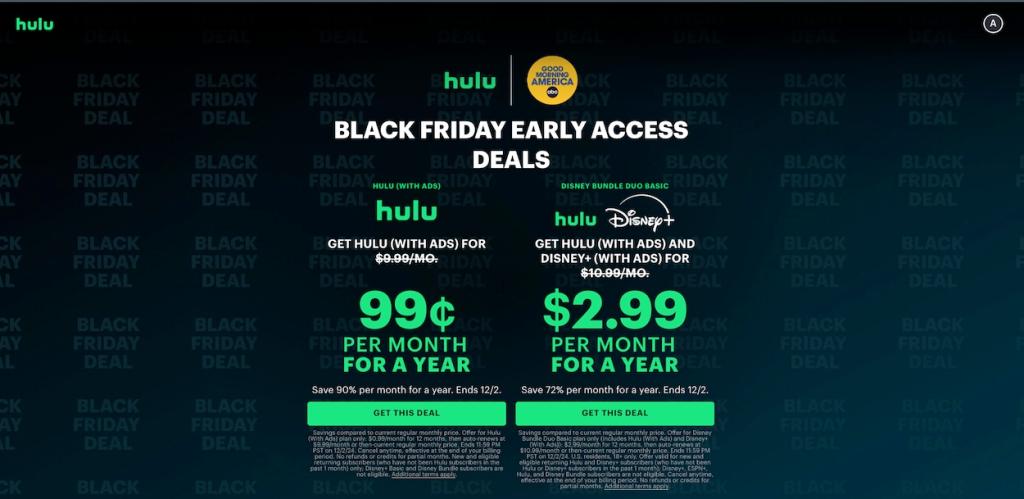 Hulu Black Friday Deal 2024 (Save 90%) | Beebom