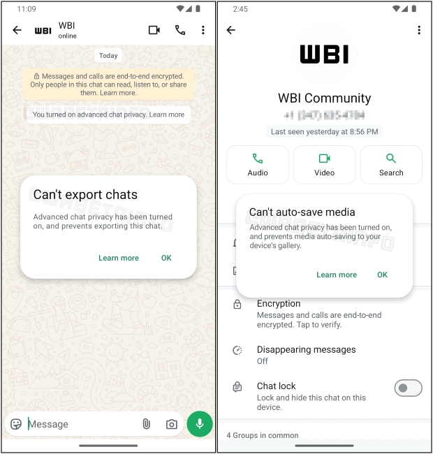 WhatsApp Will Soon Block Media Saving and Chat Exports for Better Privacy | Beebom
