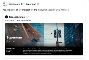 Superman Runtime Confirmed by James Gunn Officially | Beebom