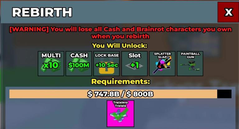 Steal a Brainrot Rebirth Guide - How to Rebirth and All Rewards | Beebom
