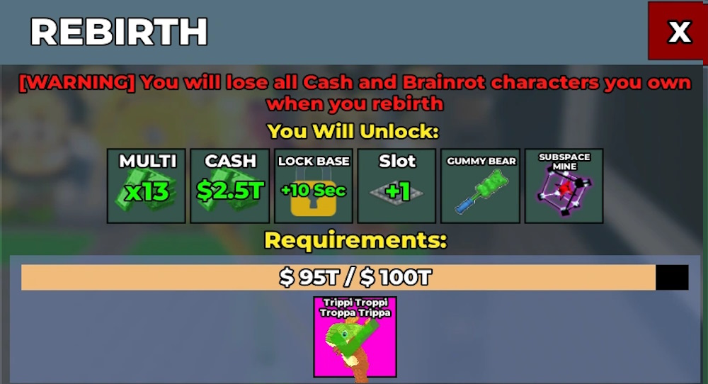 Steal a Brainrot Rebirth Guide - How to Rebirth and All Rewards | Beebom