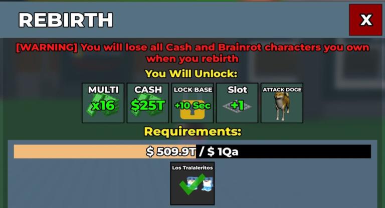 Steal a Brainrot Rebirth Guide - How to Rebirth and All Rewards | Beebom