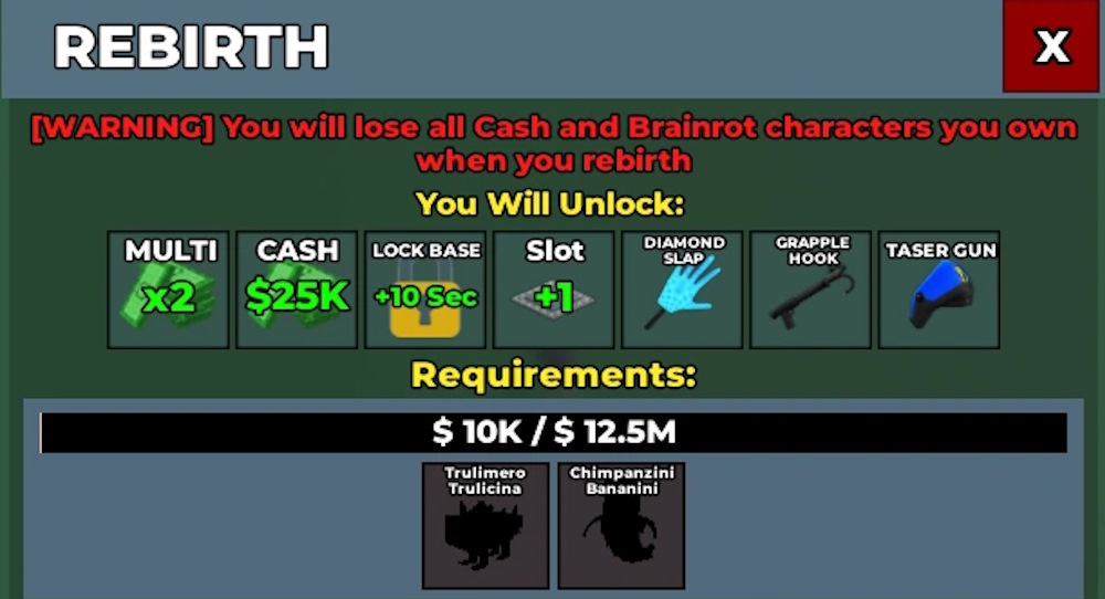 Steal a Brainrot Rebirth Guide - How to Rebirth and All Rewards | Beebom