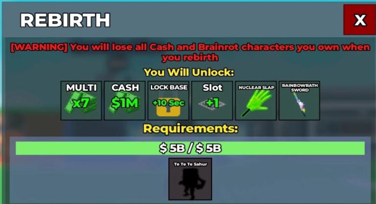 Steal a Brainrot Rebirth Guide - How to Rebirth and All Rewards | Beebom