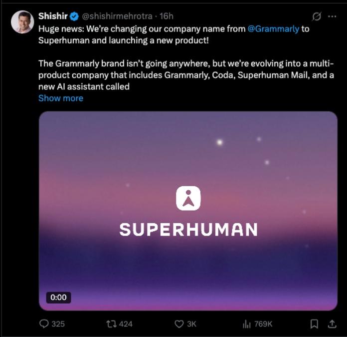 Grammarly Rebrands as Superhuman, Launches New AI Writing Assistant ...