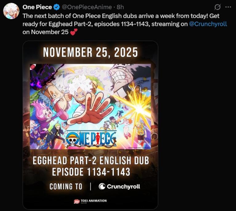 One Piece English Dub Release Schedule