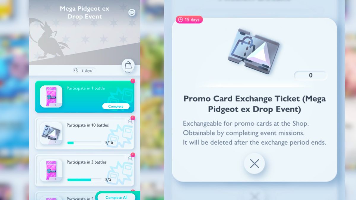 Pokemon TCG Pocket Mega Pidgeot EX Drop Event: All Missions, Promo ...