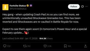 Fortnite Brings Back Shockwave Grenade in Surprise Weekend Update | Beebom