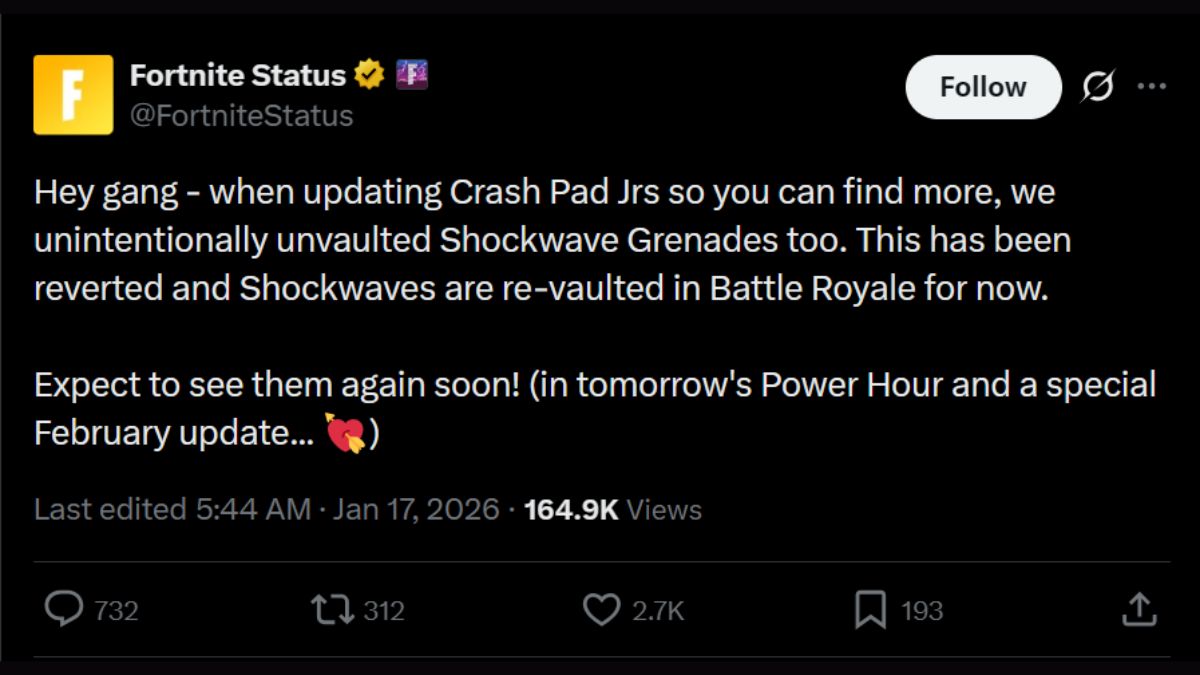 Fortnite Brings Back Shockwave Grenade in Surprise Weekend Update | Beebom