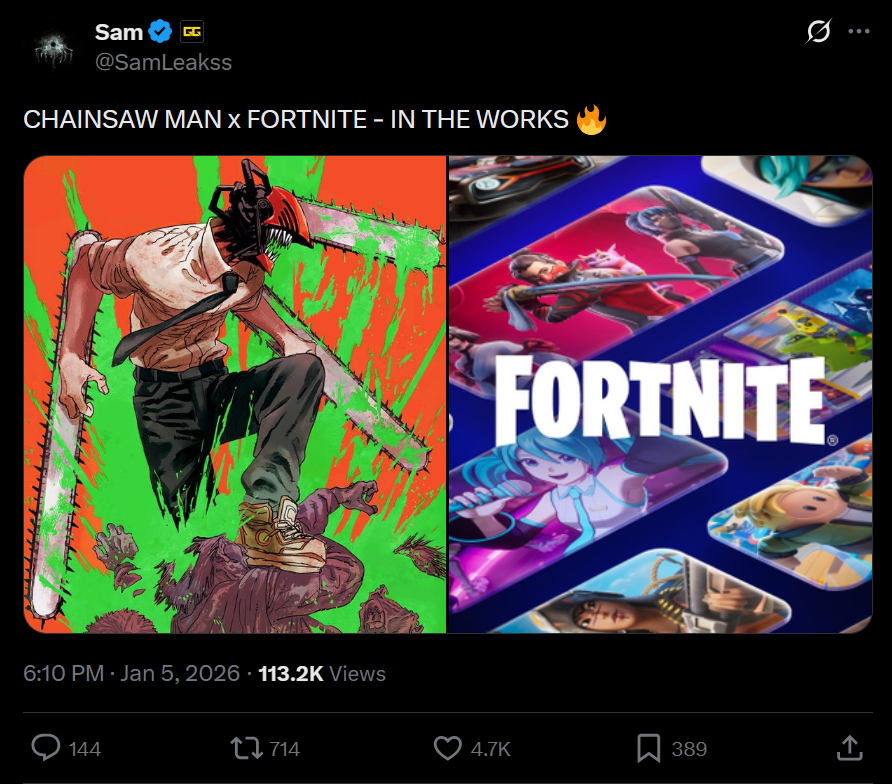 Fortnite Leak Reveals Chainsaw Man Collab Finally Dropping in Chapter 7 ...