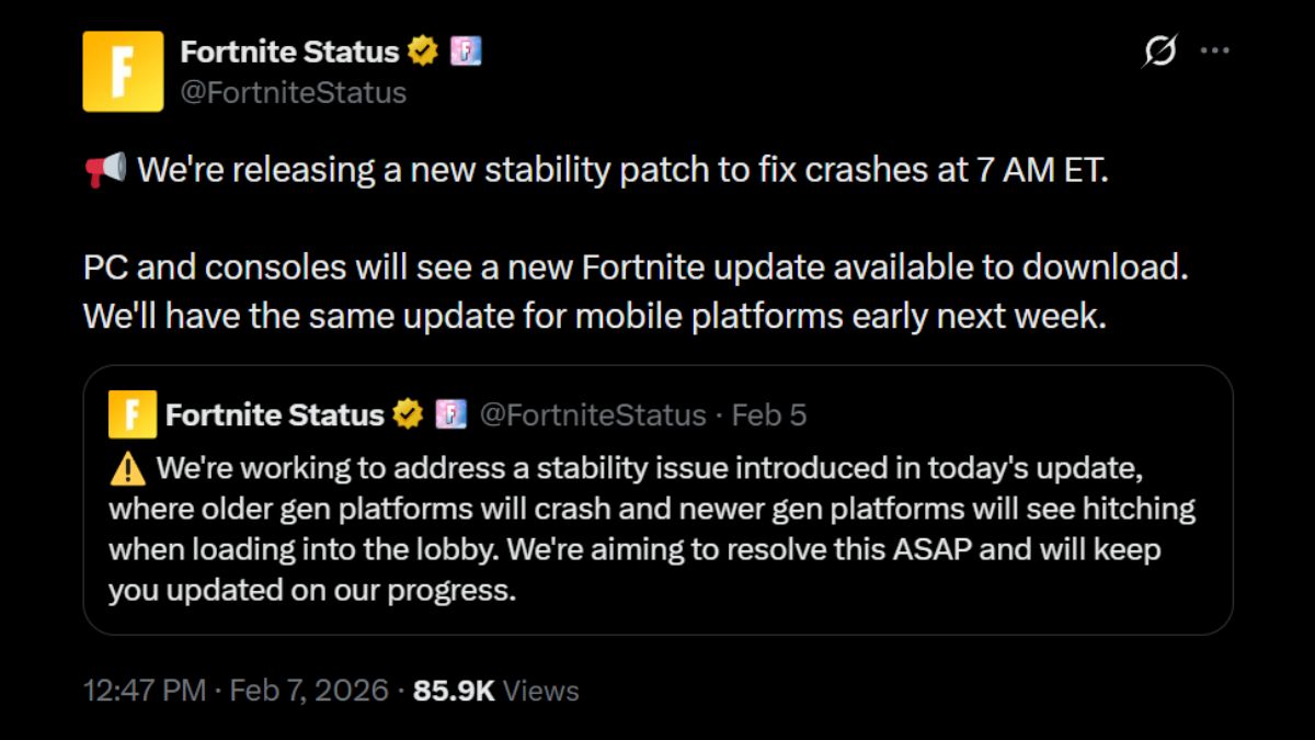 Fortnite Finally Drops Surprise February 7 Hotfix to Fix Crashes ...