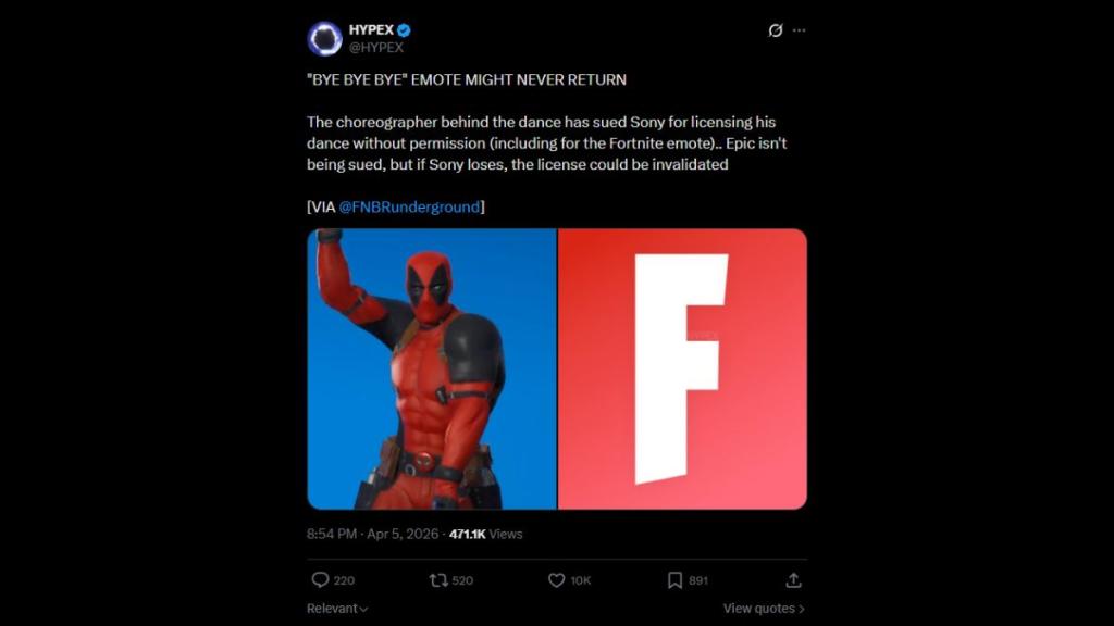 Fortnite’s Deadpool ‘Bye Bye Bye’ Emote May Be Gone Forever, Here’s Why ...