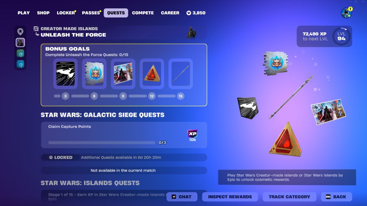 All Fortnite Star Wars Unleash the Force Quests and Rewards | Beebom